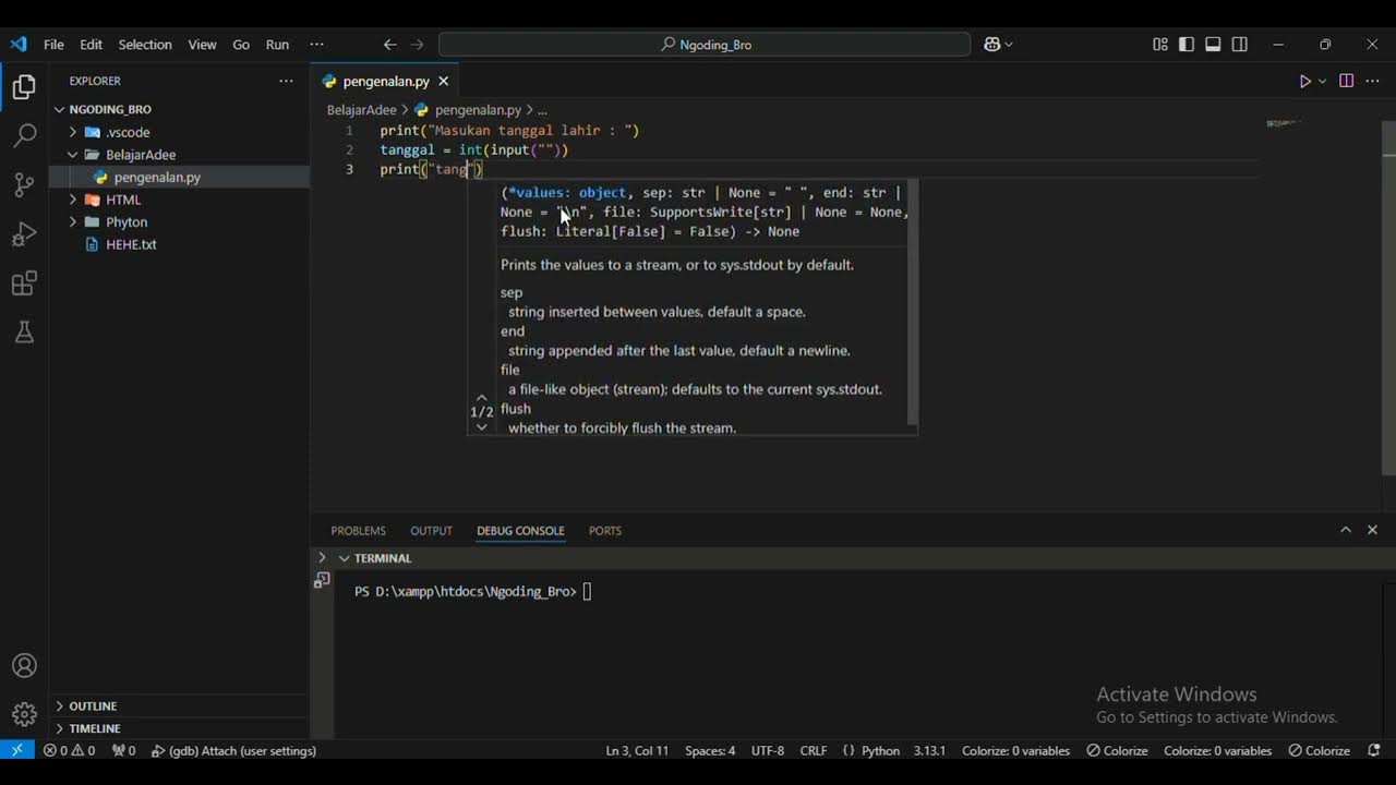 Pembelajaran Pemrogram Bahasa Python buat adeee belajar ️ - Part 1 (Pengenalan awal Python ...