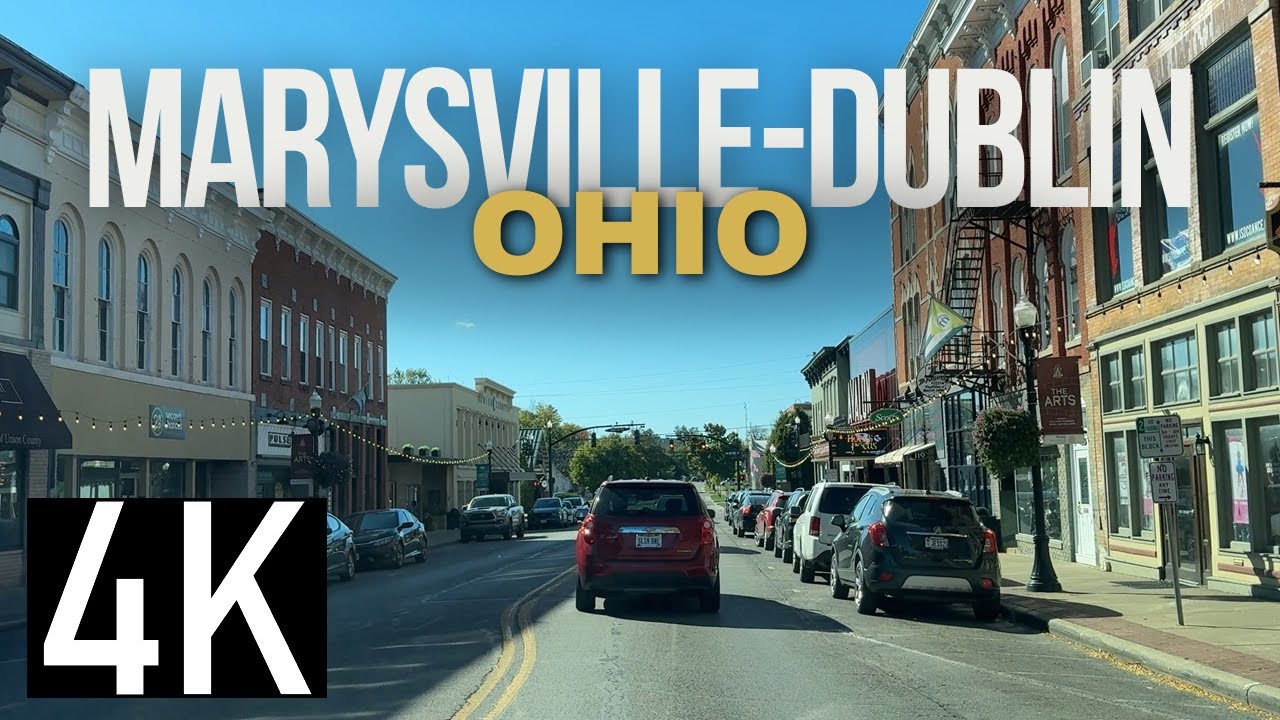 Road Tour from Marysville, Ohio to Dublin, Ohio in 4K - Downtown ...