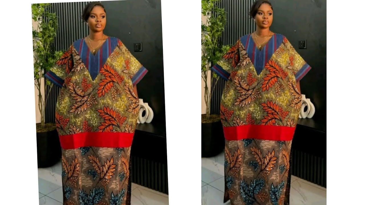 How to cut and sew bubu dress with V-neck stripped asooke/ bubu gown ...
