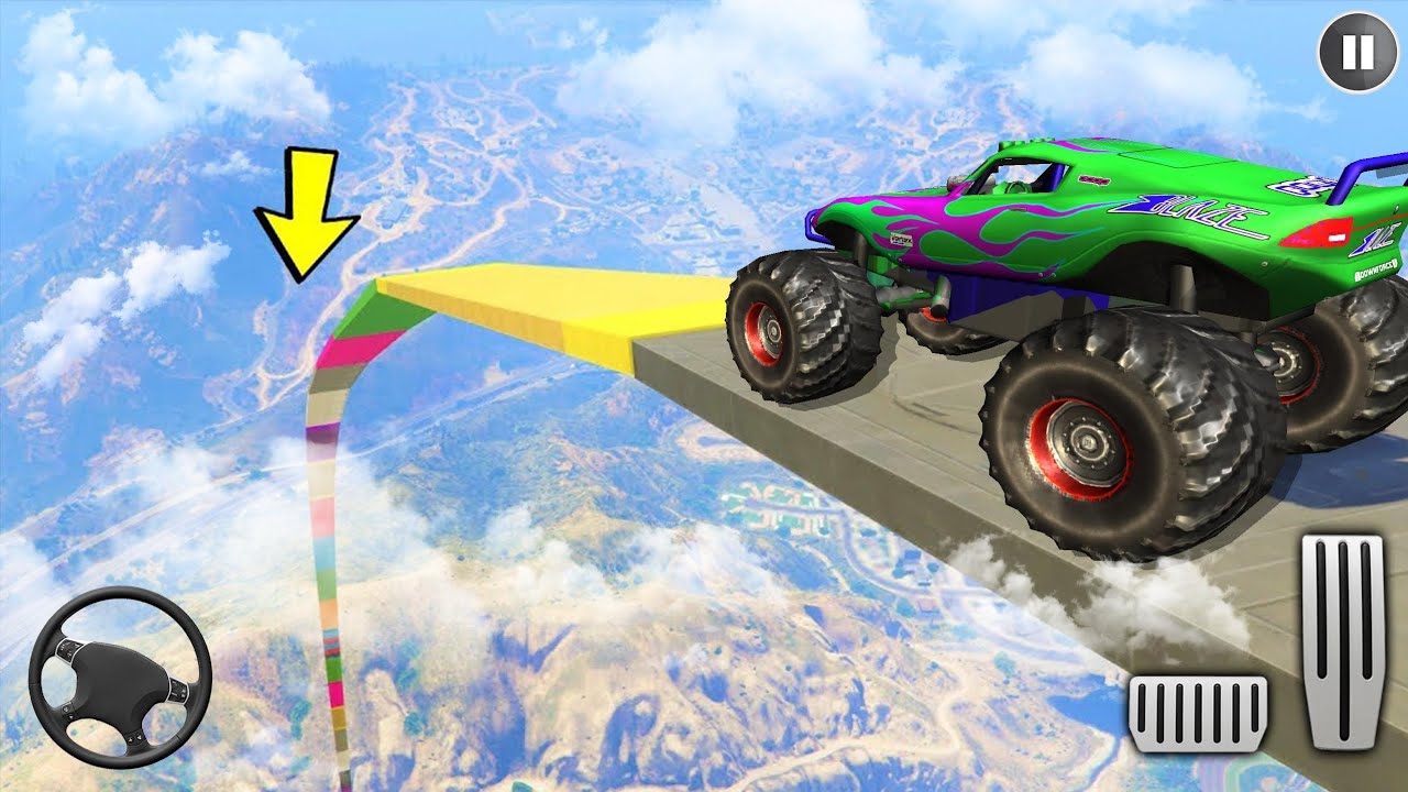 Monster Trucks High Mega Ramps Driving Gameplay - YouTube