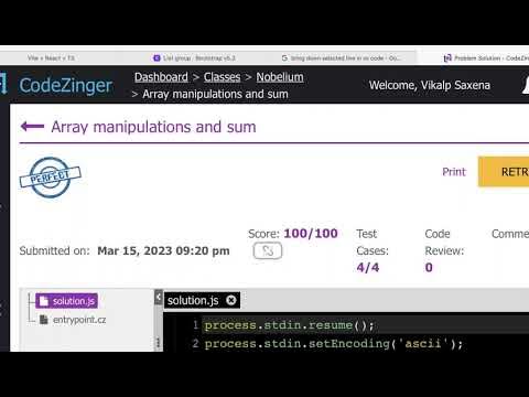 code zinger problem| Array manipulations and sum| 2023 03 15 at 10 50 28 PM - YouTube