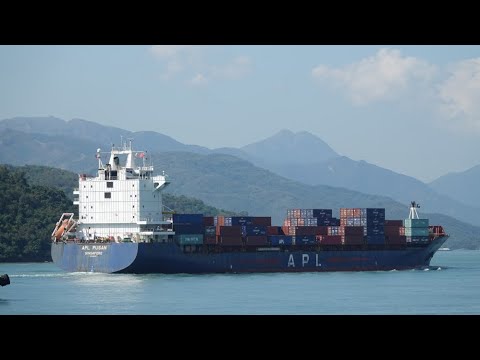 Container Ship 《APL PUSAN》Crossing the Tsing Ma Bridge in HK 20251008 ...