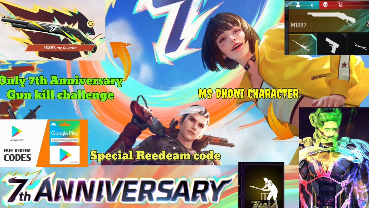 Free Fire 7th Anniversary 🎊🎉 Special video|| Only 7th Anniversary Gun ...