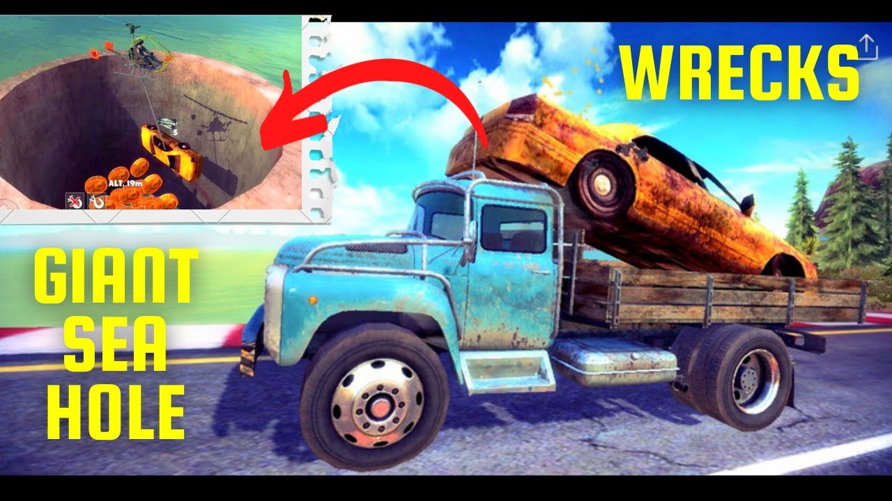 ZED TRUCK, DUMPING CAR WRECK INTO A GIANT SEA HOLE | OFF THE ROAD, OPEN ...