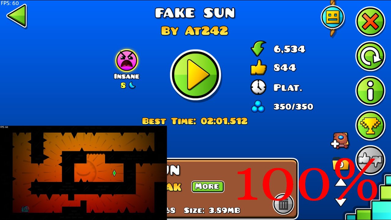 Fake Sun | (Insane) by At242 | Geometry Dash Platformer Level - YouTube
