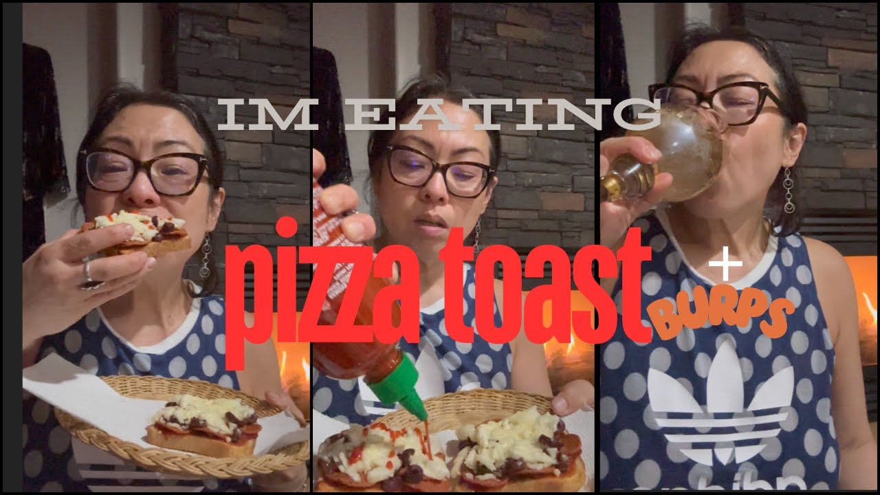 Pizza Toast: Even my burps are weak today🩵 #mukbang #eatingsounds # ...