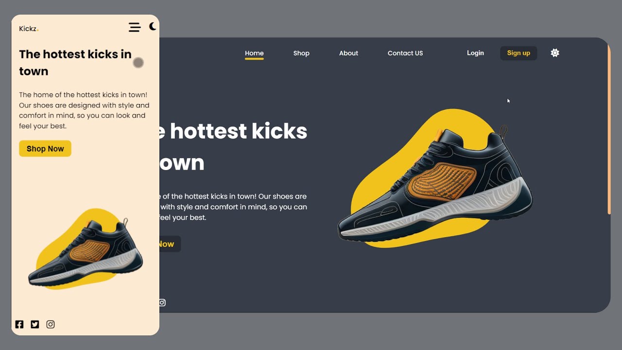 Responsive Portfolio Landing Page Kickz Html Css And Js Youtube 4670