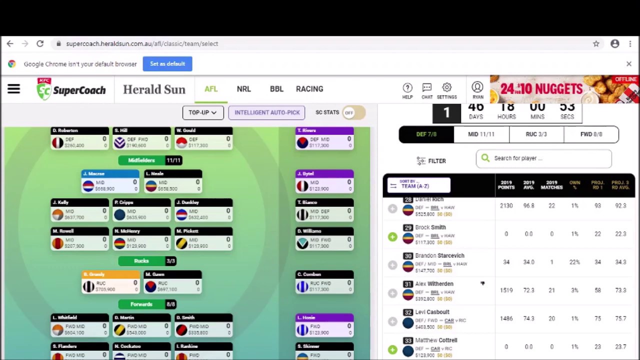 Supercoach 2020 Team Update - YouTube
