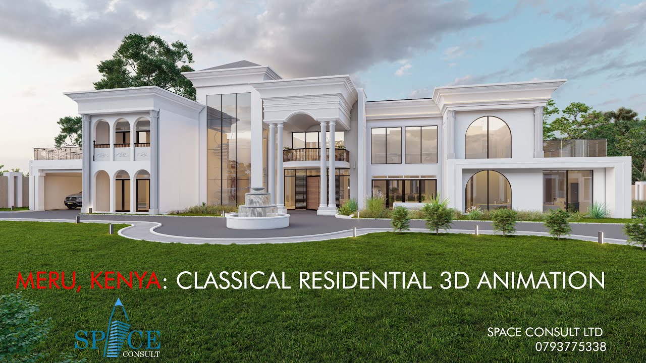 3D Rendering, Architectural Classical Mansion Residence: Meru, Kenya ...