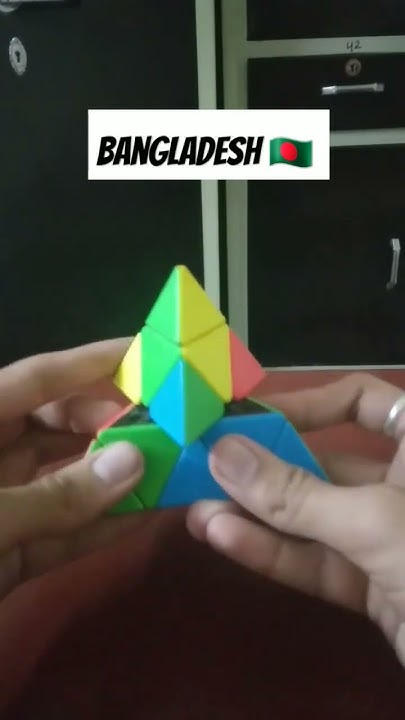 How to make Bangladesh flag 🇧🇩 on pyramics cube #rubikscube #shorts - YouTube