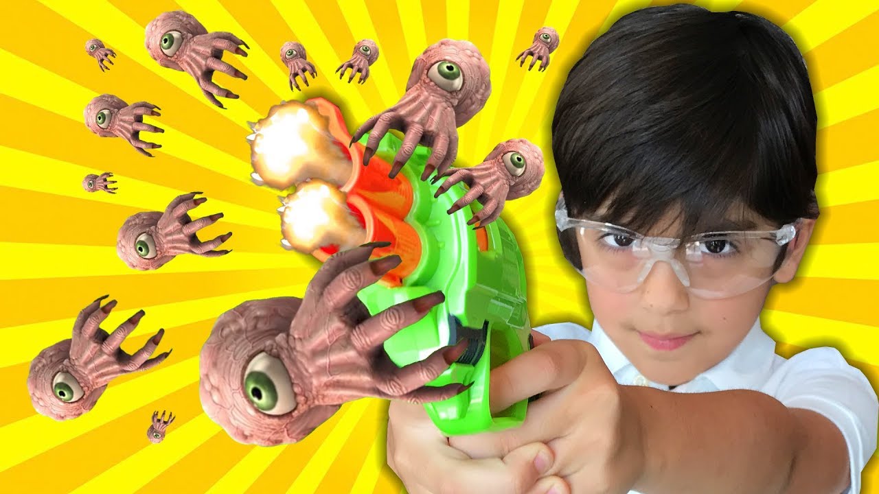 NERF WAR Creepy Hand and Zombie Attack - YouTube