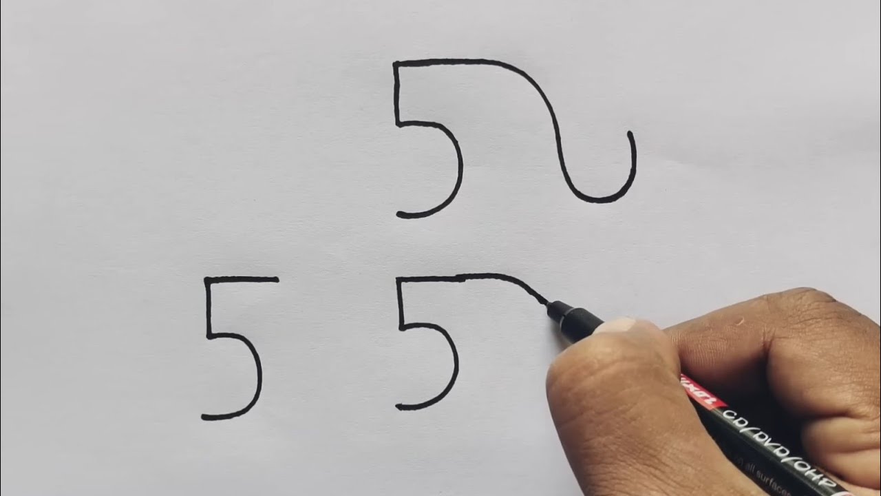 How to draw Elephant from number 555 | Easy Elephant 🐘 drawing for ...