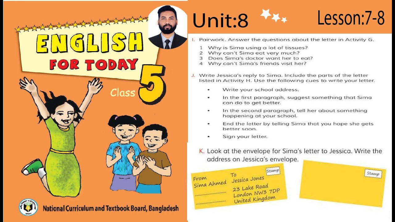 Class 5 English for today || Unit: 8 Lesson: 7-8 || Write to me soon ...