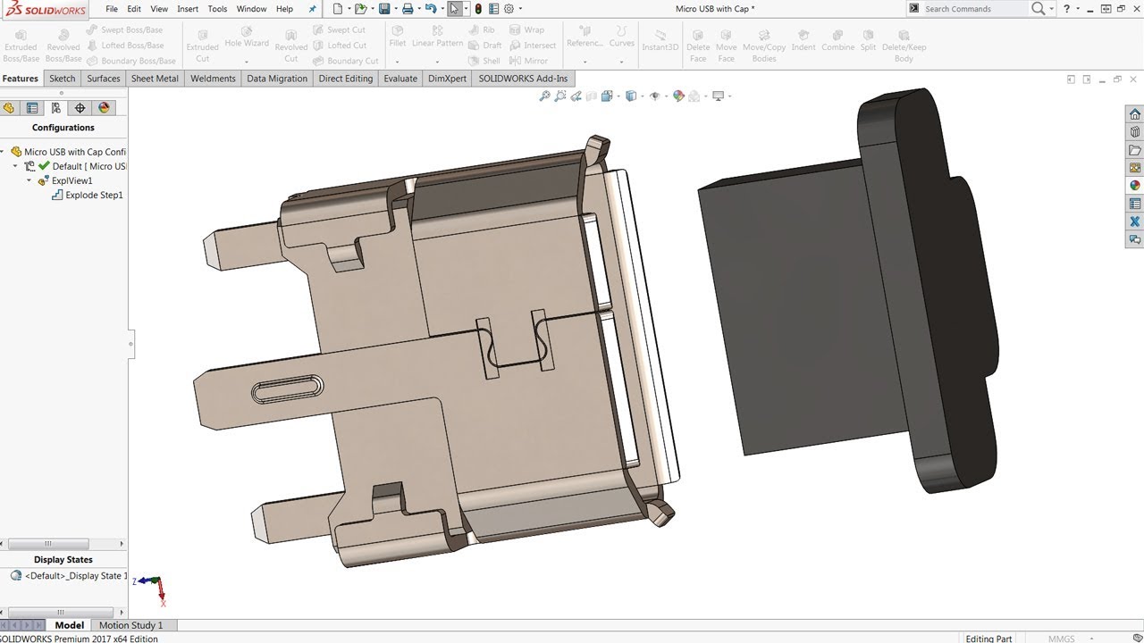 SolidWorks Master Modeling: Splitting up a Micro USB Connector - YouTube