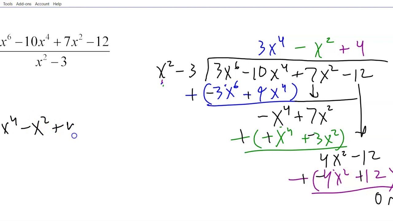 4 3 Long division and synthetic division - YouTube
