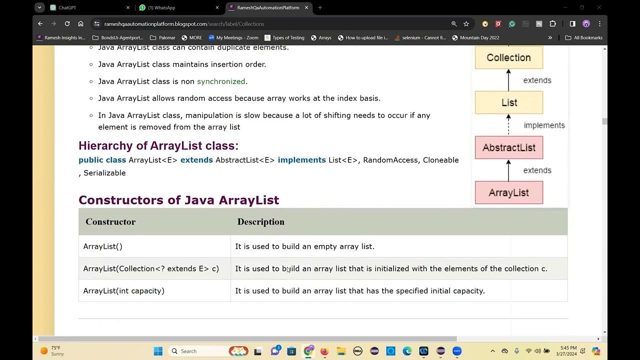 CoreJava Collections List Classes Part2 March 27 2024 - YouTube