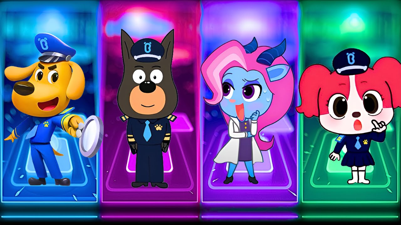 Sheriff Labrador 🆚 Police Officer 🆚 Sheriff Papillon 🎶 Tiles Hop EDM ...
