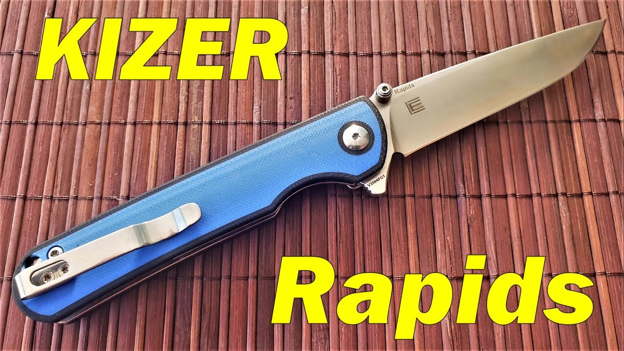 Сгъваем нож Kizer Rapids blue - YouTube