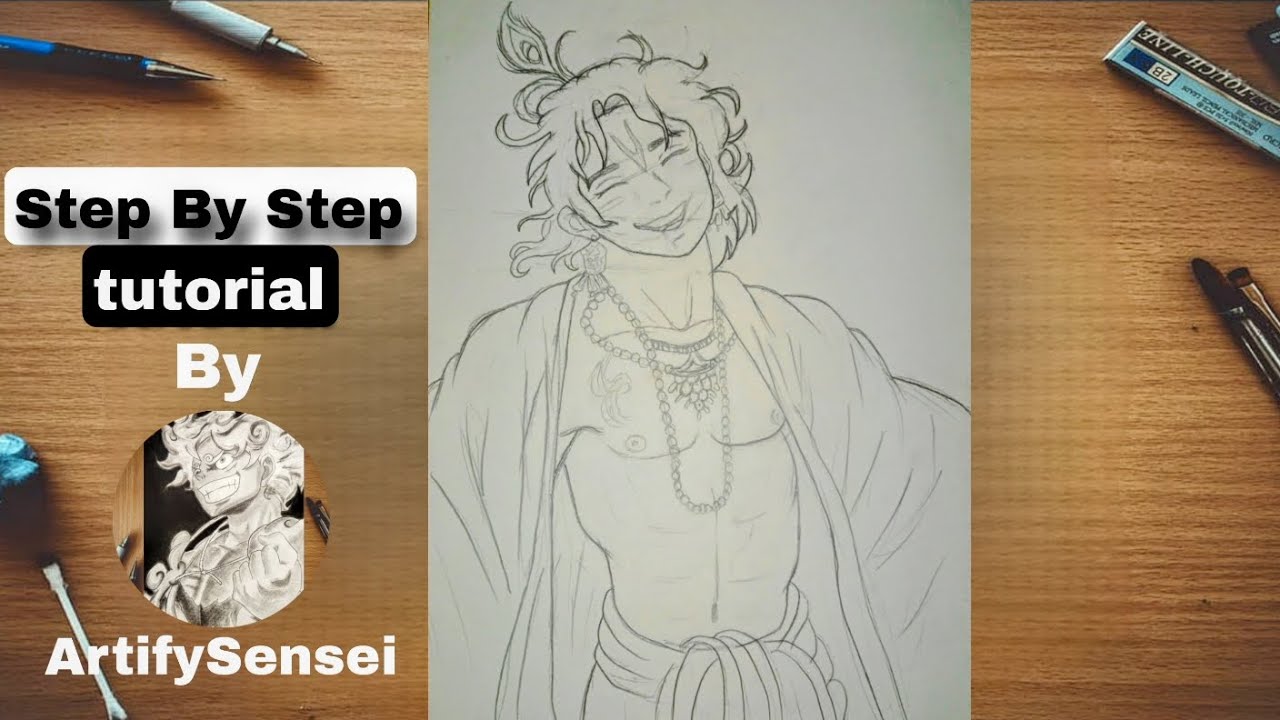 How To Draw Krishna Ji Sketch In Anime Style 🔥 | Step By Step Tutorial ...