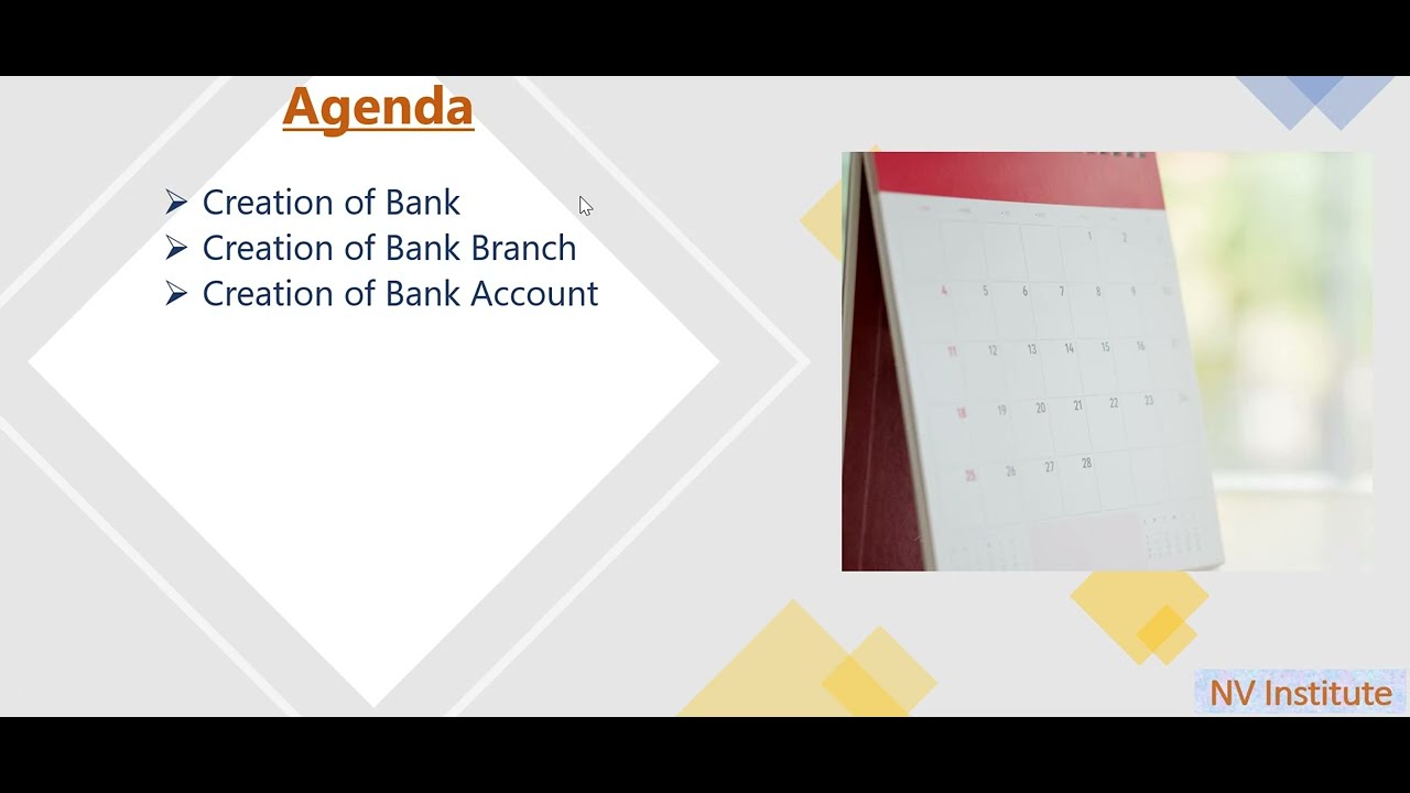 Creation of Bank, Bank Branch and Bank Accounts - YouTube