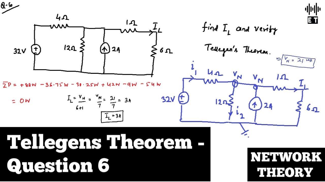 Tellegens Theorem | Question 6 | Network Theorems | Network Theory ...