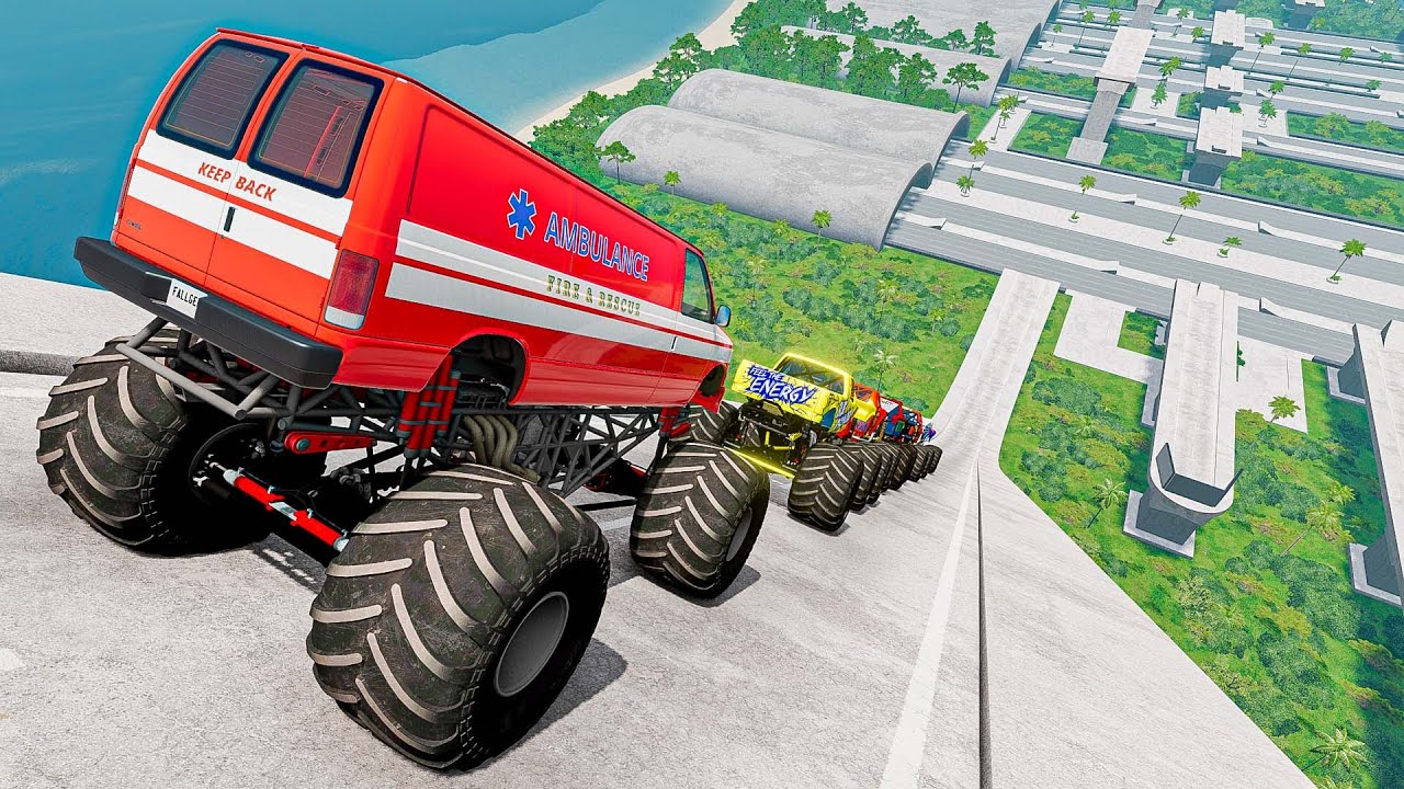 Epic High Speed Monster Jumps #035 | Monster Trucks & Cars - Beamng ...