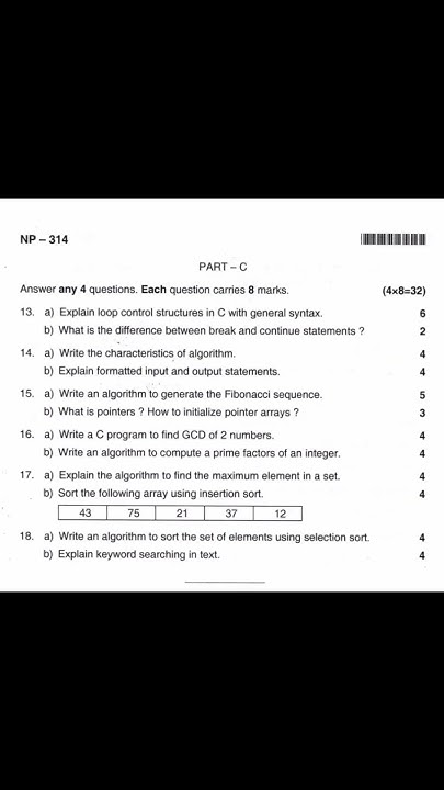 Problem Solving Techniques Model question paper-2023 ||1st sem BCA ...