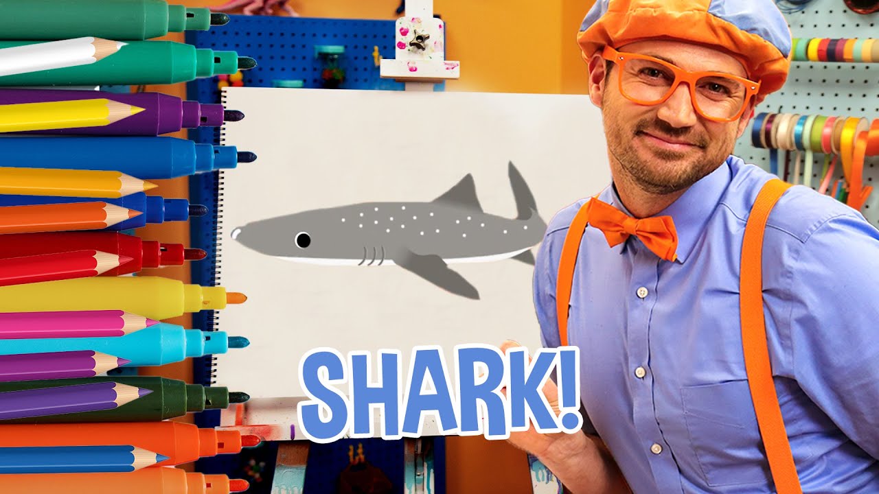 How To Draw A Shark + Blippi Visits The Aquarium | Draw with Blippi ...