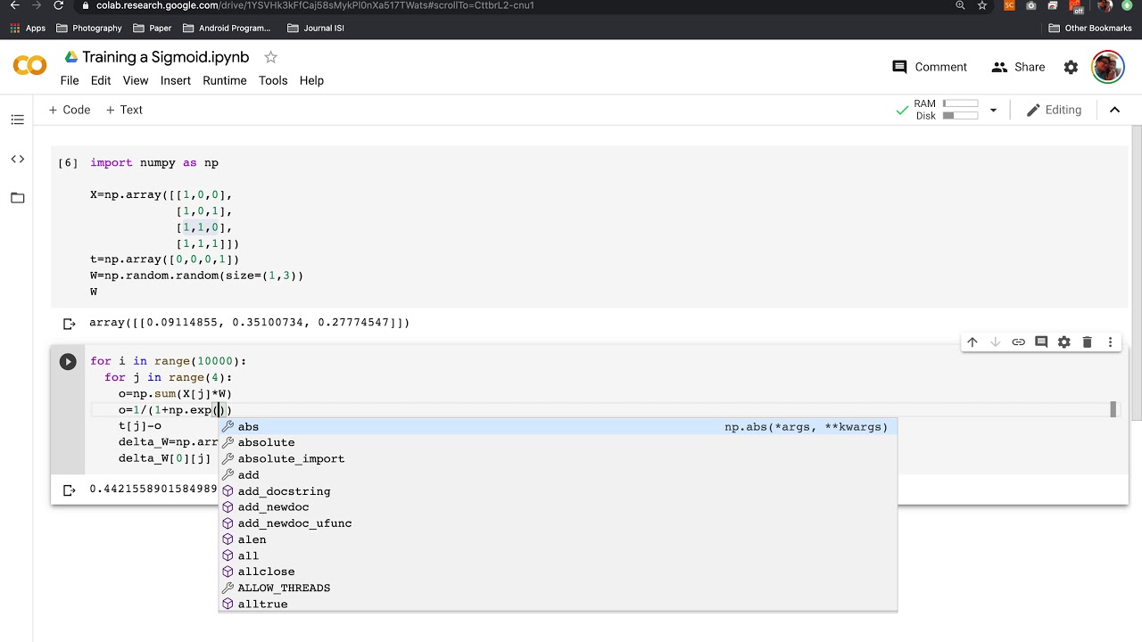 Training A Sigmoid Unit Using Python And Numpy Youtube 9514