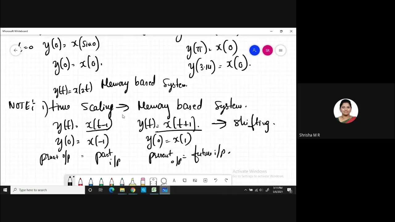 System classification based on Memory/memoryless, Causal/Non causal and time invariance/time ...