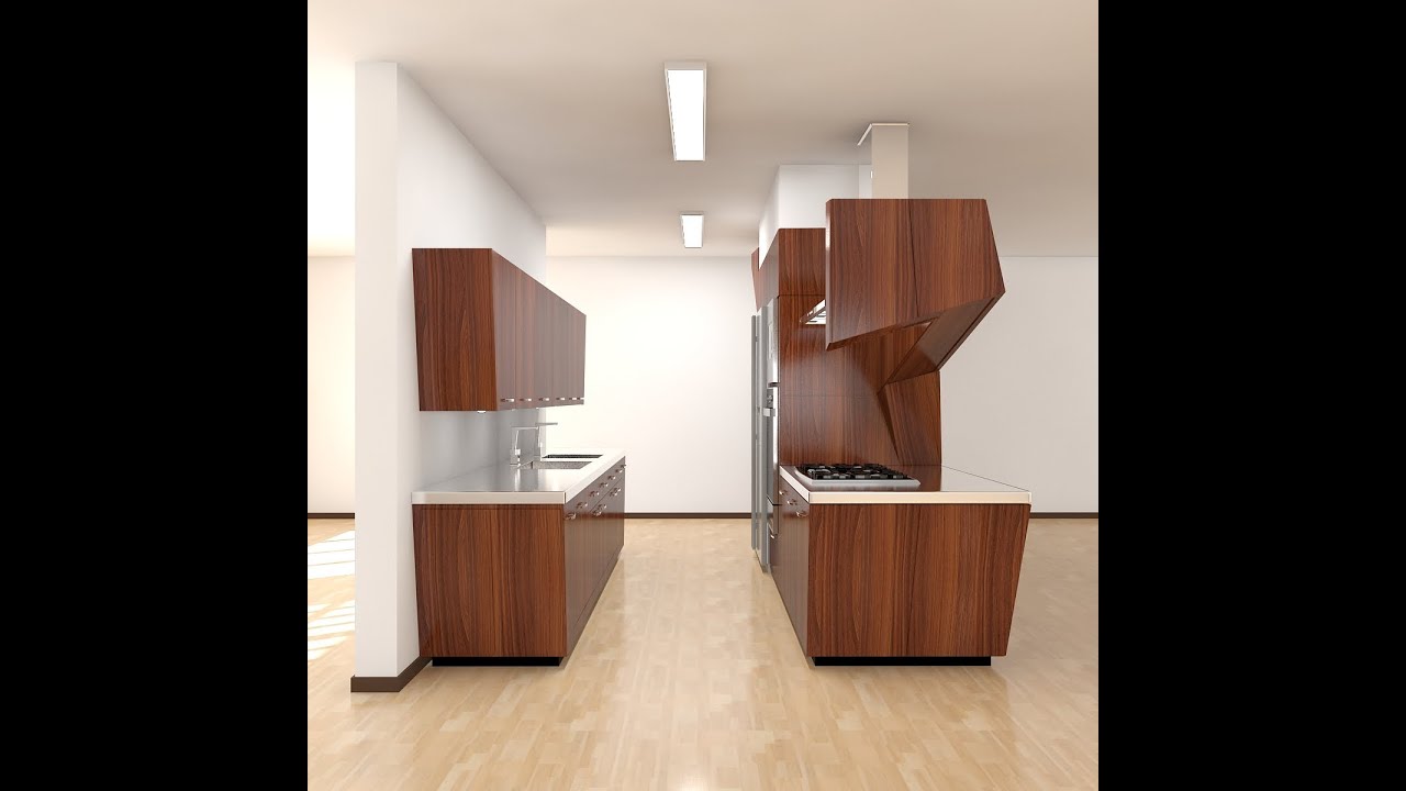 3D studio Max Kitchen Modern (Model Available) - YouTube