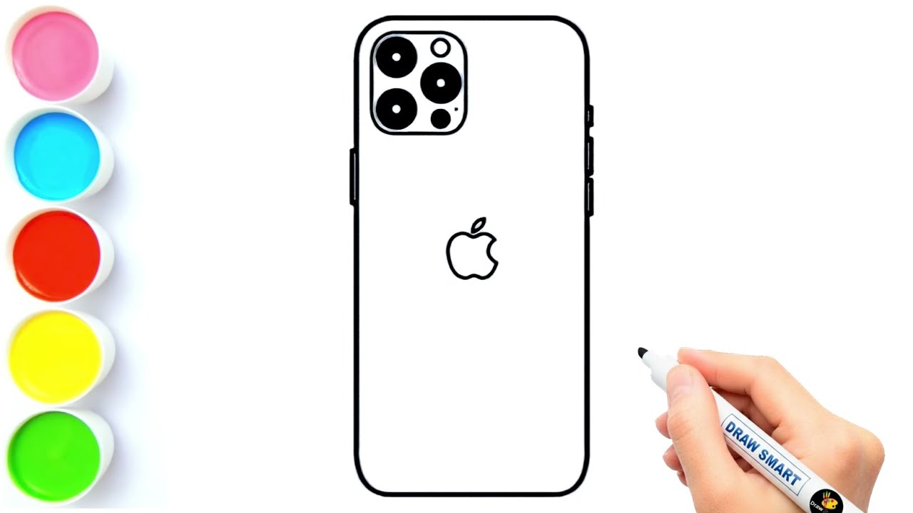 How to Draw Apple iphone | How to Draw iphone Apple | iphone Drawing ...