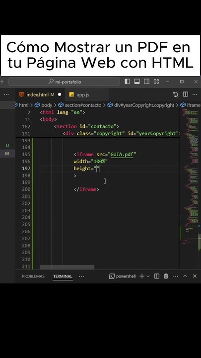 Cómo mostrar un pdf en pagina web con html #desarrolloweb #coding #javascript #desarrolladorweb ...