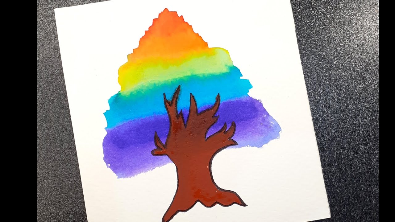 Rainbow color Tree | Easy Drawing ideas for kids | Creative drawing ...