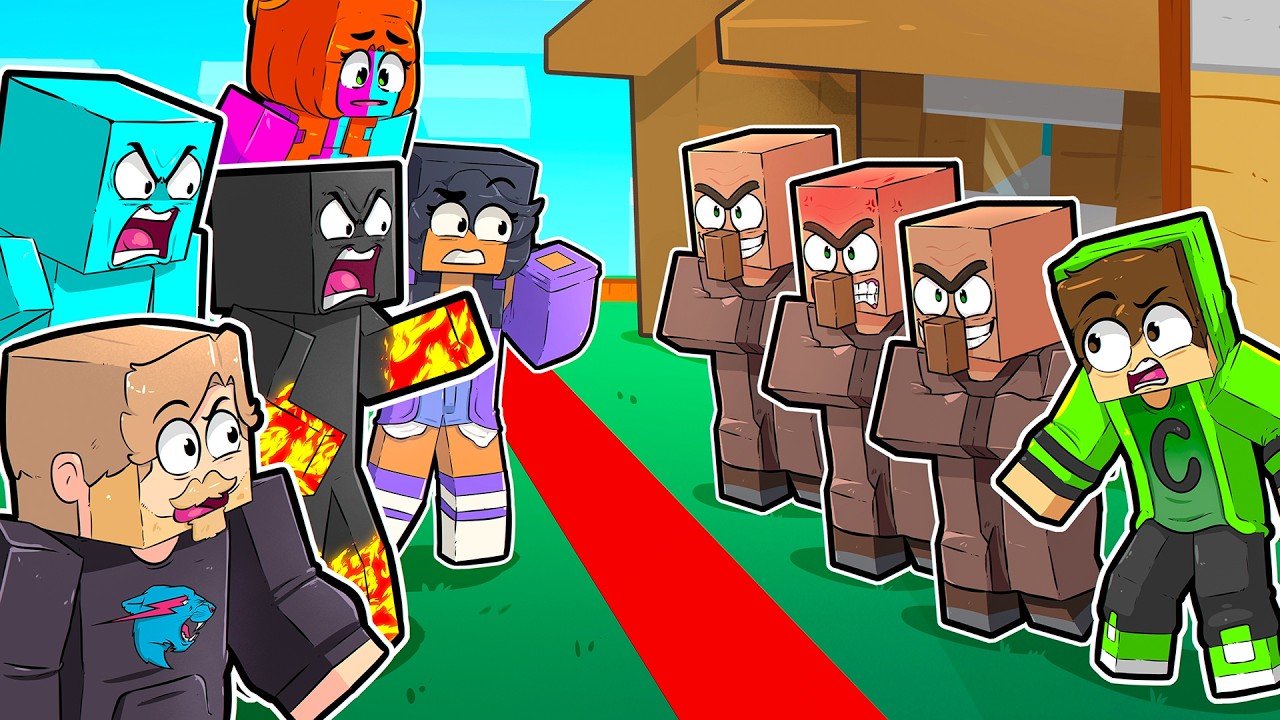 Villagers SPLIT The Village in Half Against YouTubers - YouTube