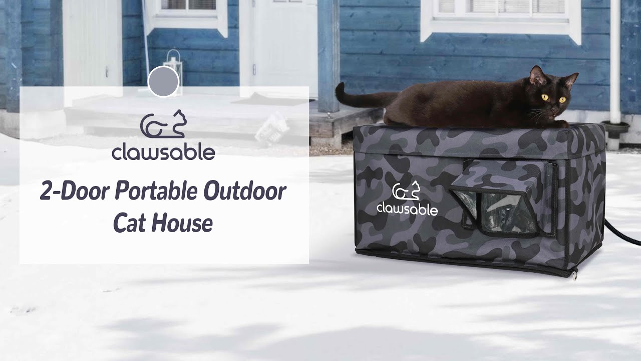 [NEW ARRIVAL] Clawsable 2-Door Portable Outdoor Cat House - YouTube