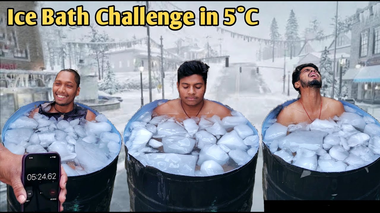 Ice Bath Challenge In 5°C Cold Weather - YouTube