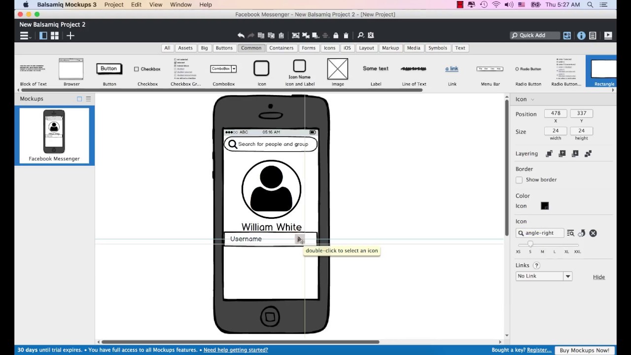 Wireframe a Profile screen of Facebook Messenger (26) | Balsamiq fun ...