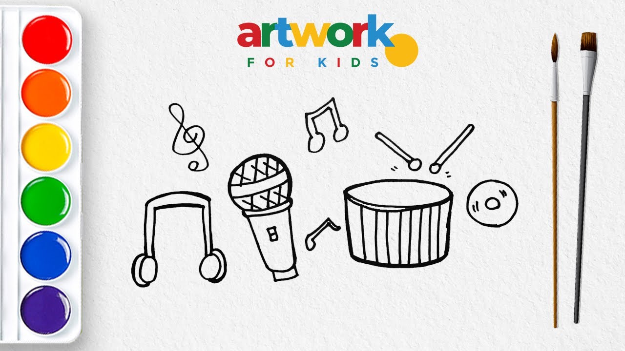 How to Draw Everything for Karaoke 🎤 | Drums, Microphone & Music Fun ...