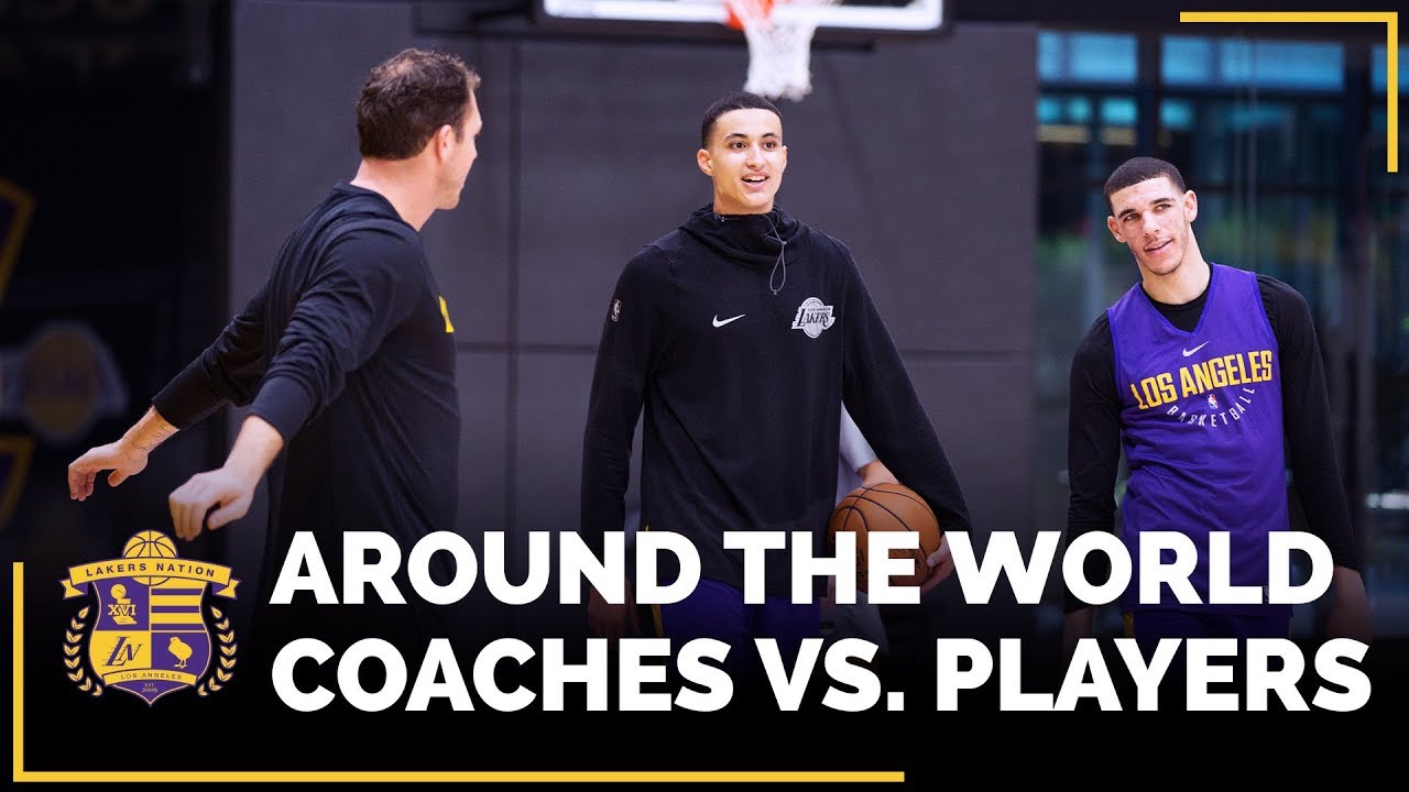 Players Vs. Coaches: Lakers Shooting Competition (Lonzo & Kuzma Vs ...