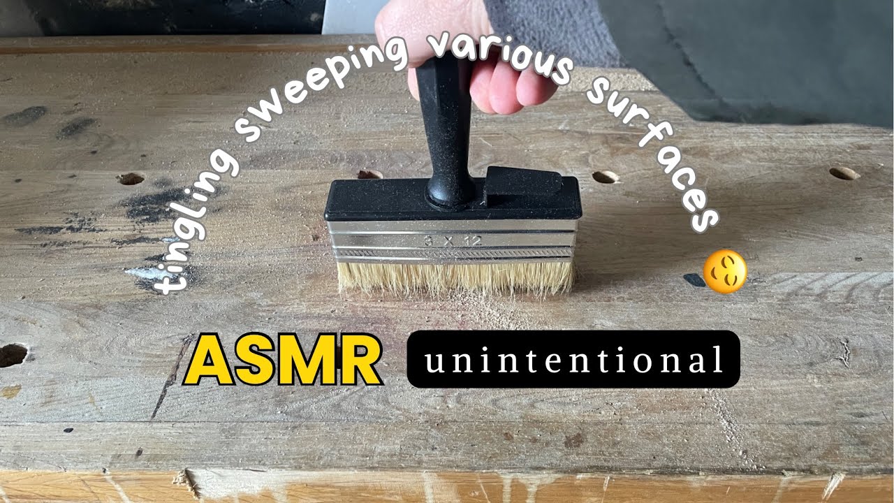 Soothing sound by mini brush, sweeping dirts debris on various surfaces ...
