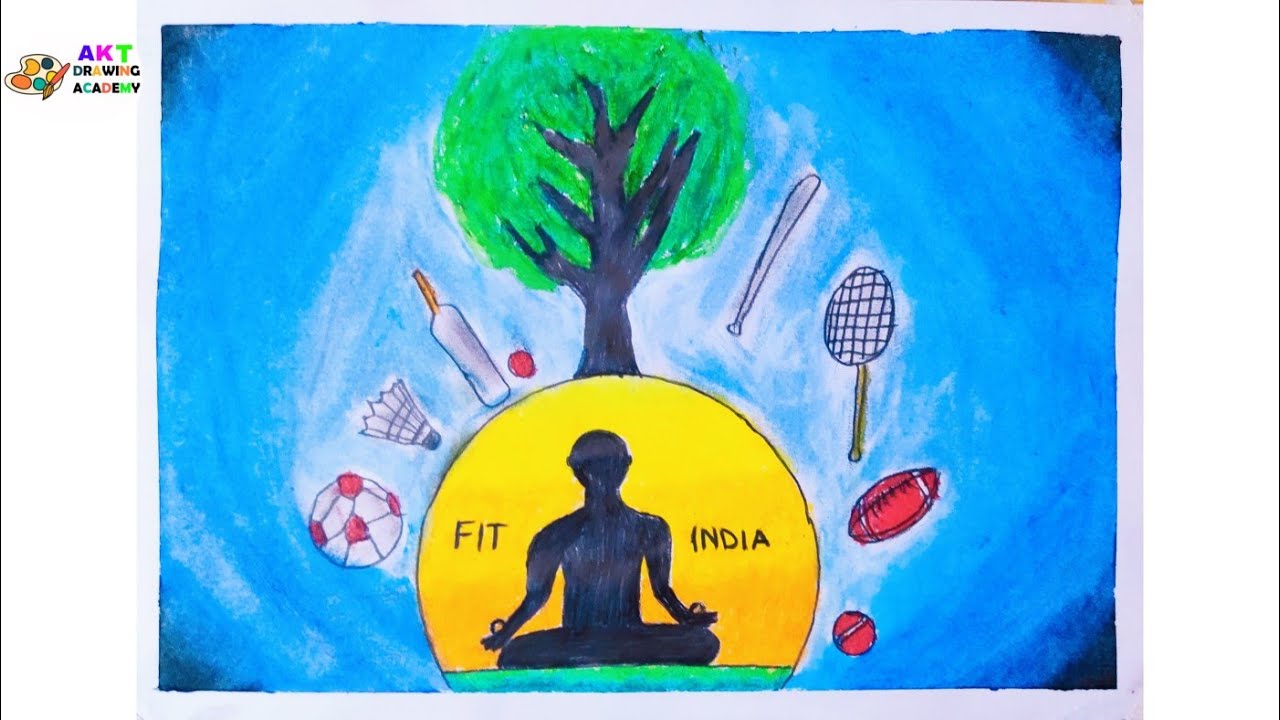 Fit India drawing | Poster drawing on fit India | Hum fit to India fit ...