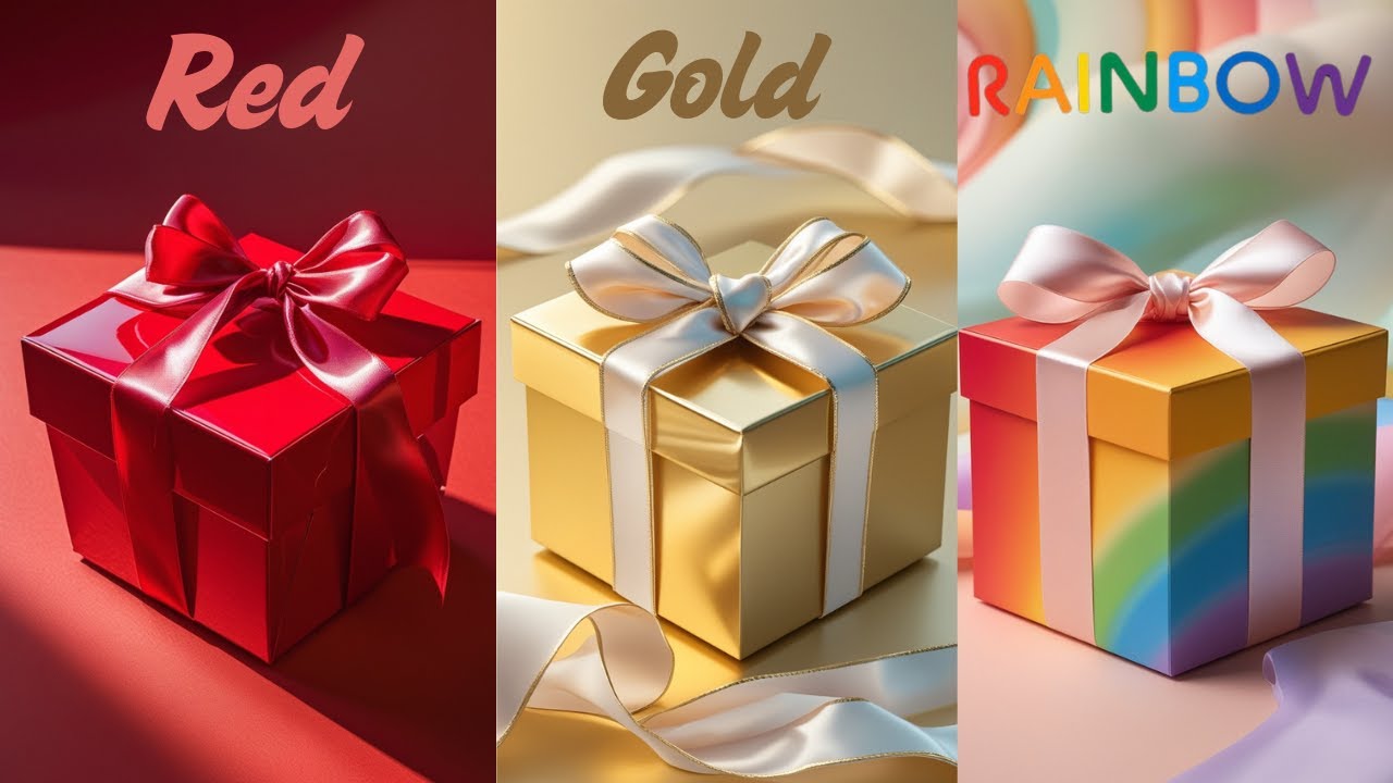 Choose Your Gift || 3 Gift Box Challenge || Red Gold Rainbow - YouTube