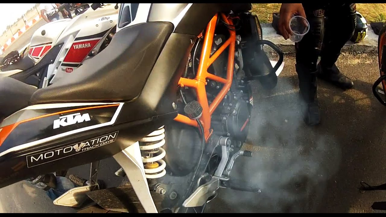 KTM 390 Duke on FIRE at Race Track!!! - YouTube
