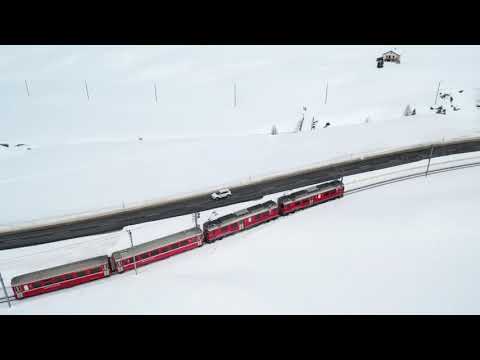 The Glacier Express in the central Swiss Alps.