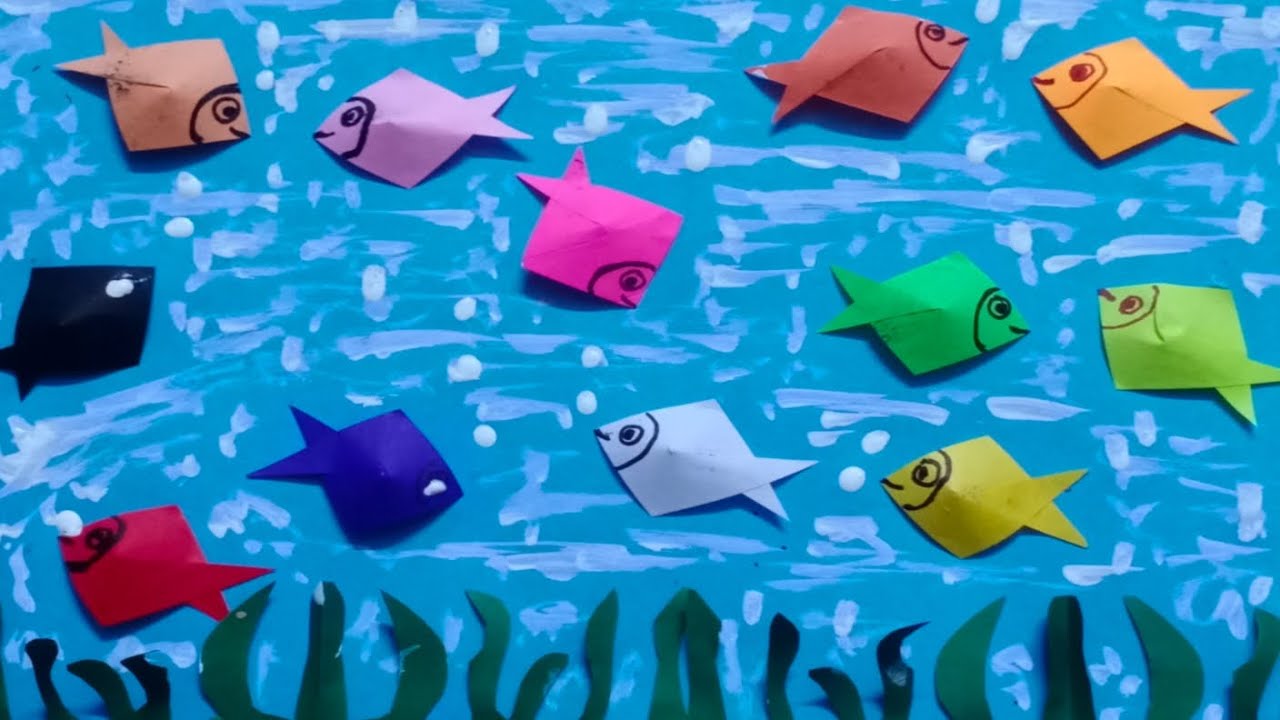 3D PAPER FISH TUTORIAL | 3D AQUARIUM WALL HANGING CRAFT | SCHOOL ...