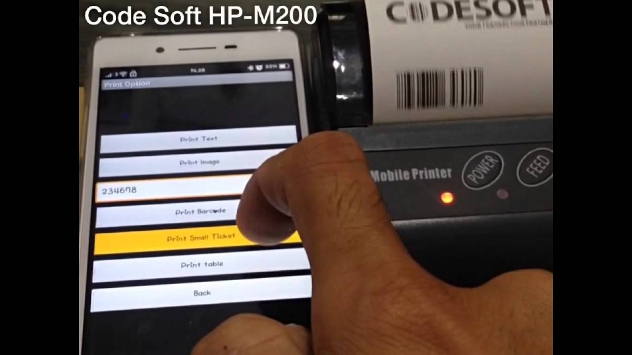 Mobile Printer Codesoft HP-M200 - YouTube