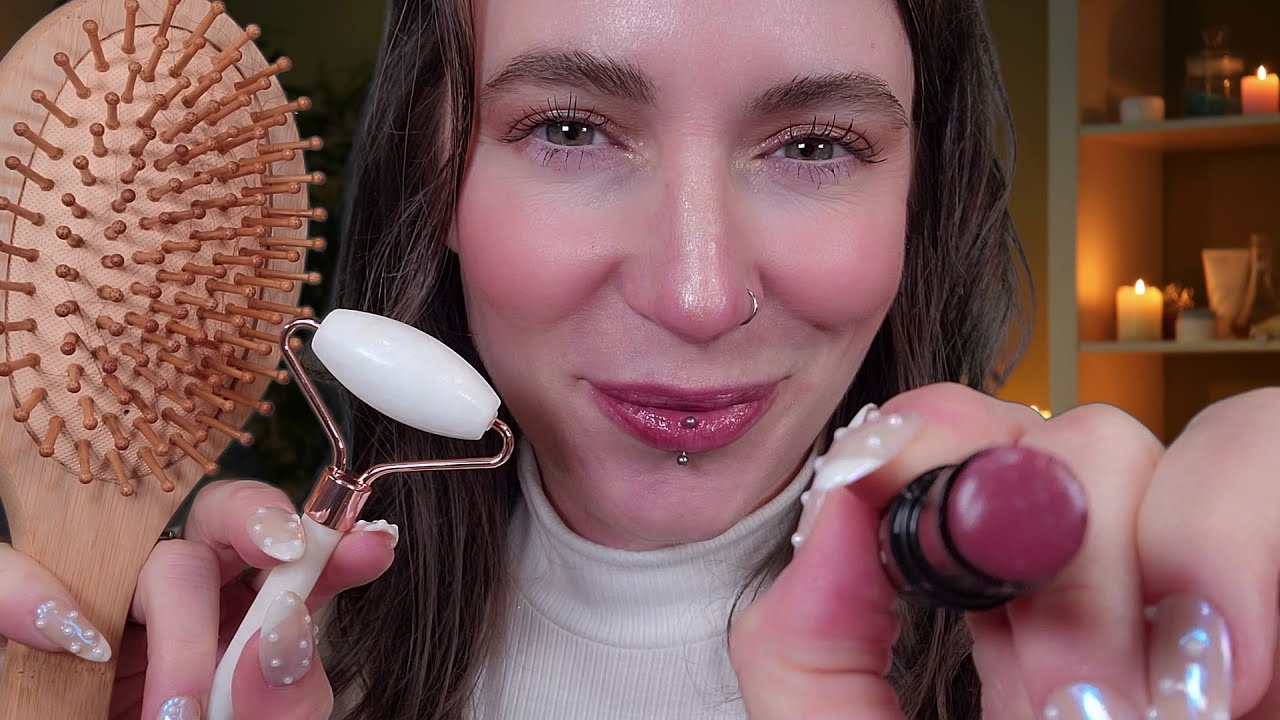 ASMR - Facial, Makeup, Hair Styling Roleplay (Layered) Personal ...