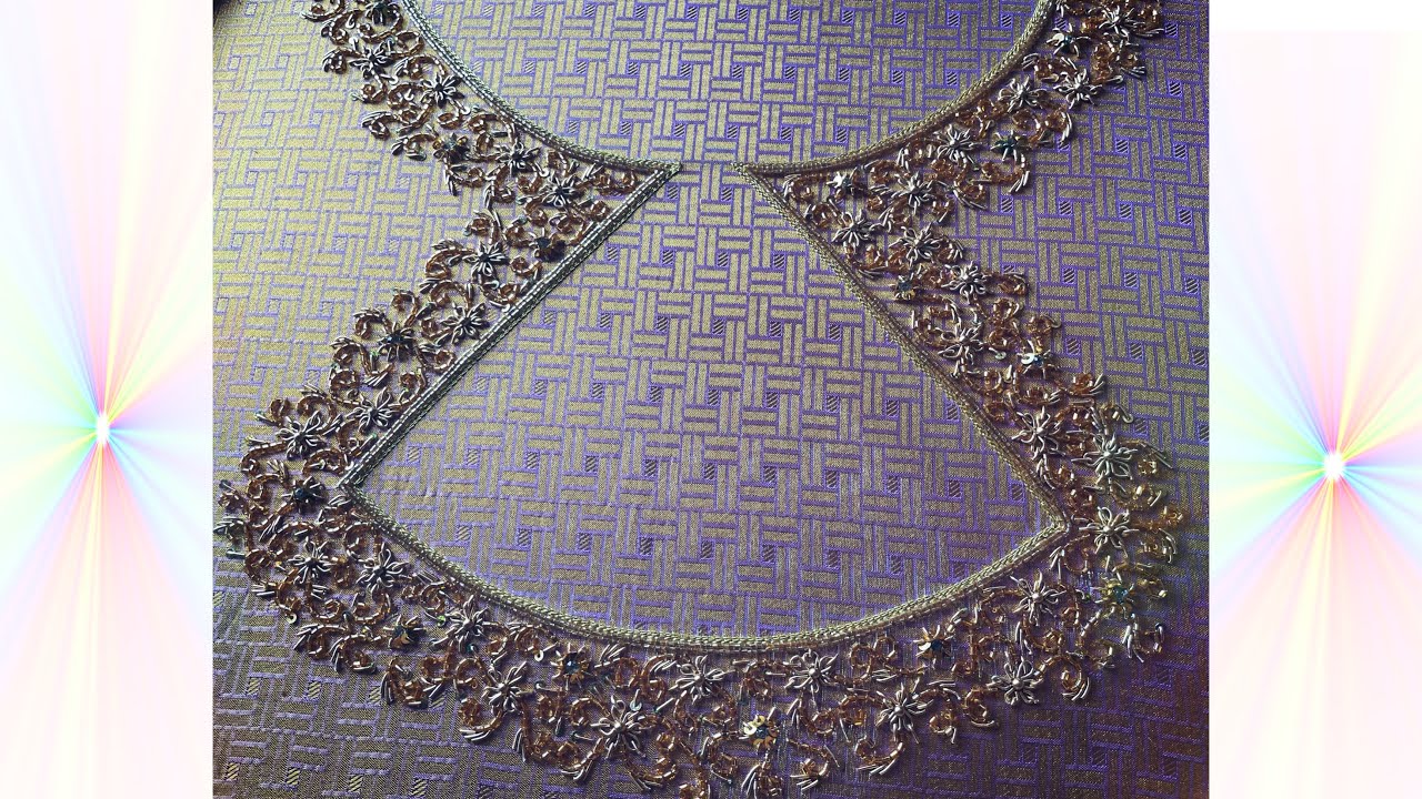 Simple aari neck design ||aari work tutorial for beginners || beautiful ...