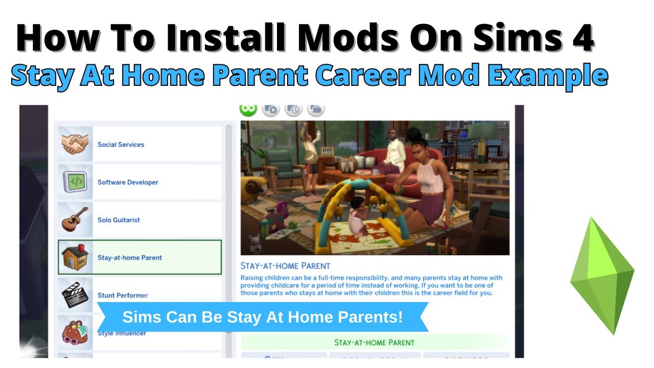 How To Install Stay At Home Parent Career Mod For Sims 4 | 2024 - YouTube
